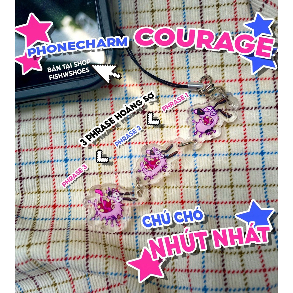 [fishwshoes] Phonecharm/ Keychain chuỗi chú chó nhút nhát Courage ...