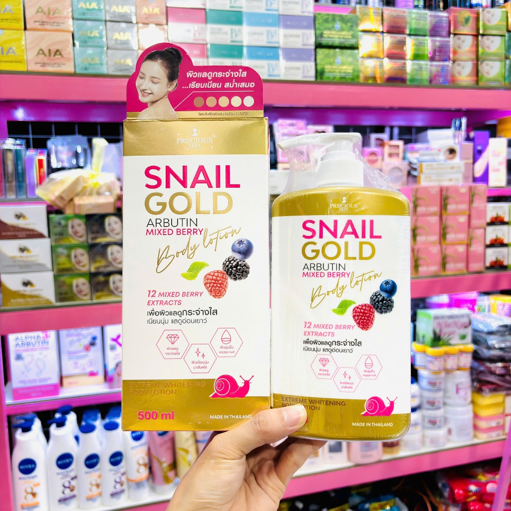 Sữa dưỡng thể Snail Gold Arbutin Mixed Berry 500ml - Thái Lan | Shopee ...