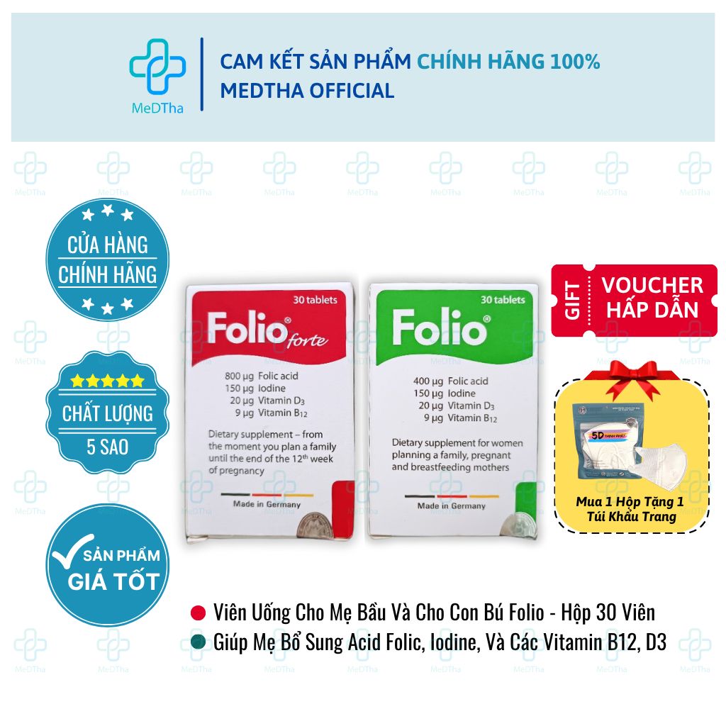 Viên uống Folio Forte - Bổ Sung Acid Folic, Iod, Bổ Trứng, Tăng Khả ...