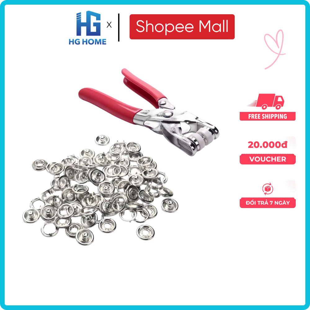 Dụng cụ bấm khuy đa năng HGHOME Bộ kìm bấm khuy cúc áo kèm hộp 100 chi ...