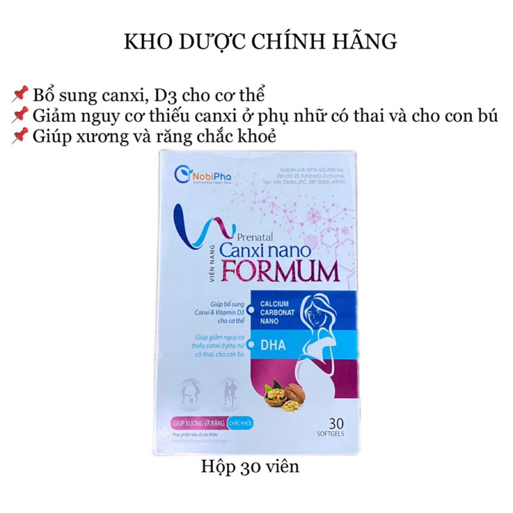 CANXI NANO FORMUM hộp 30 viên- Bổ sung canxi và vitamin D3, giảm nguy cơ thiếu canxi ở phụ nữ có ...