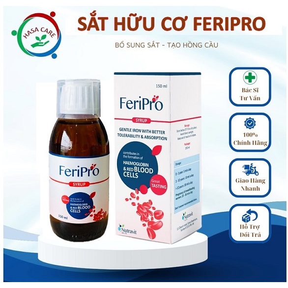 SẮT HỮU CƠ FERIPRO- Bổ sung 𝐒𝐚̆́𝐭,𝐀𝐜𝐢𝐝 𝐅𝐨𝐥𝐢𝐜,𝐕𝐢𝐭𝐚𝐦𝐢𝐧 𝐁𝟏𝟐-hộp 150ml ...