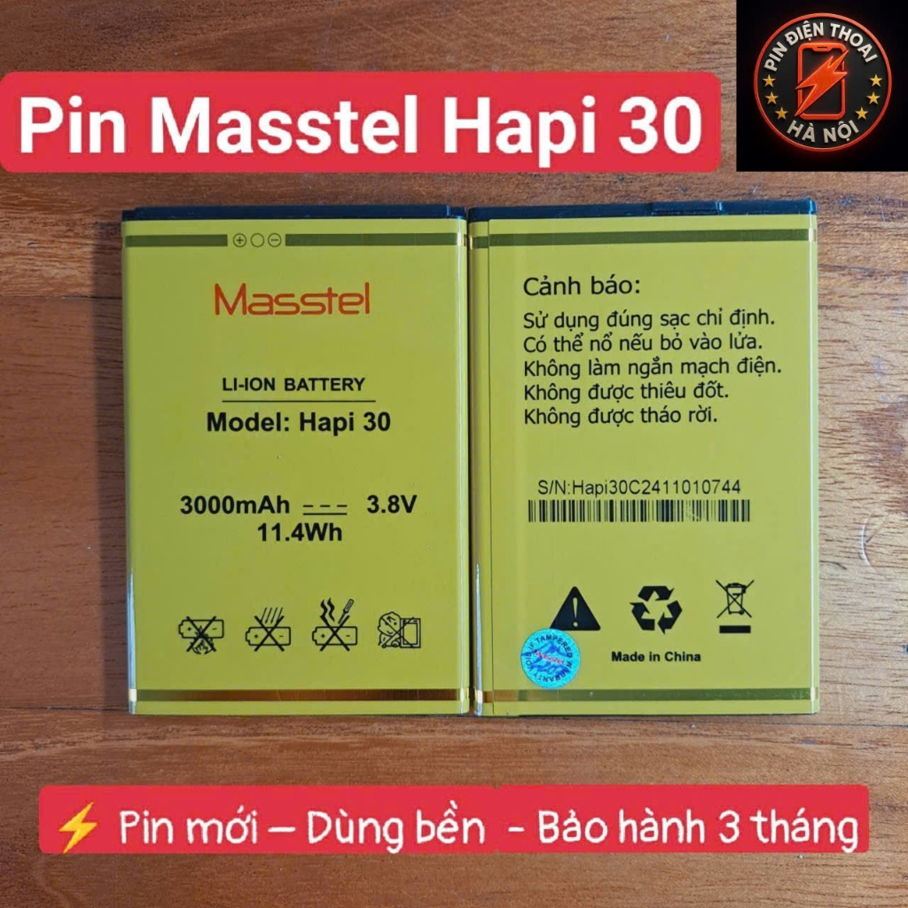 Pin điện thoại Masstel Hapi 30- Chuẩn dung lượng 3000mAh - Bảo hành 3 ...