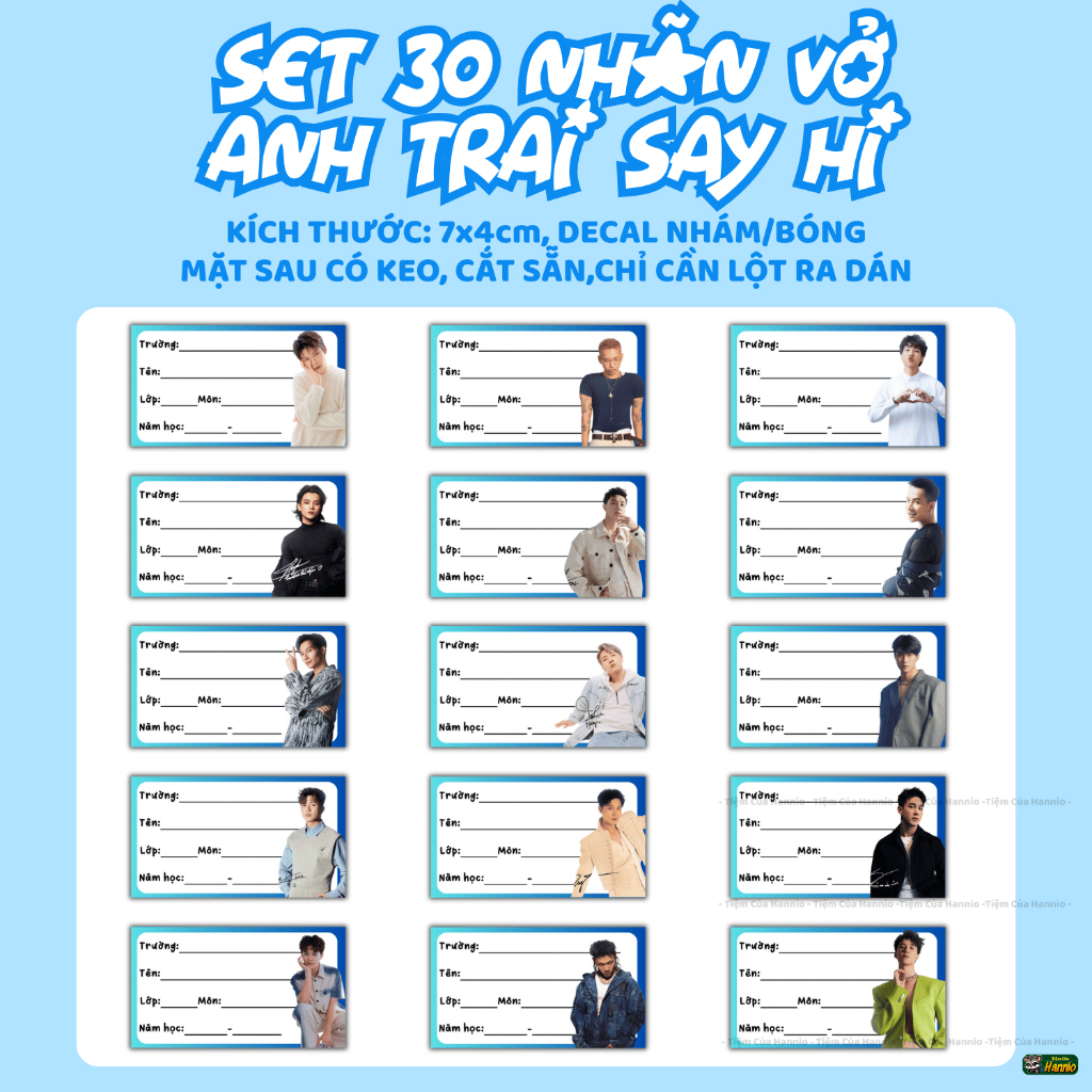 SET 30 Sticker Nhãn Vở Anh Trai Say Hi ATSH Decal Nhám/Bóng Có Keo Cắt ...