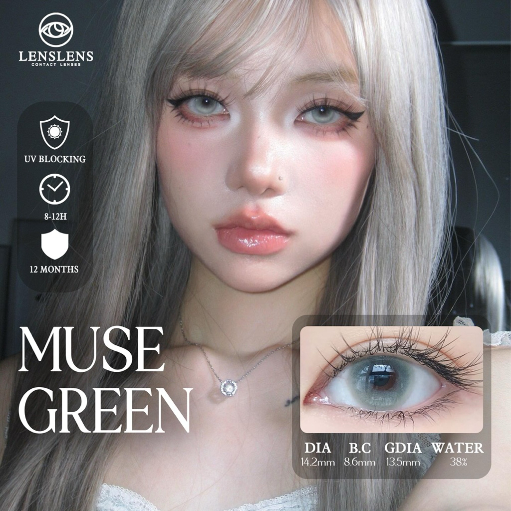 Lens Mắt Kính Áp Tròng Xanh Lá Sữa Tây Nhẹ Muse Green | Shopee Việt Nam
