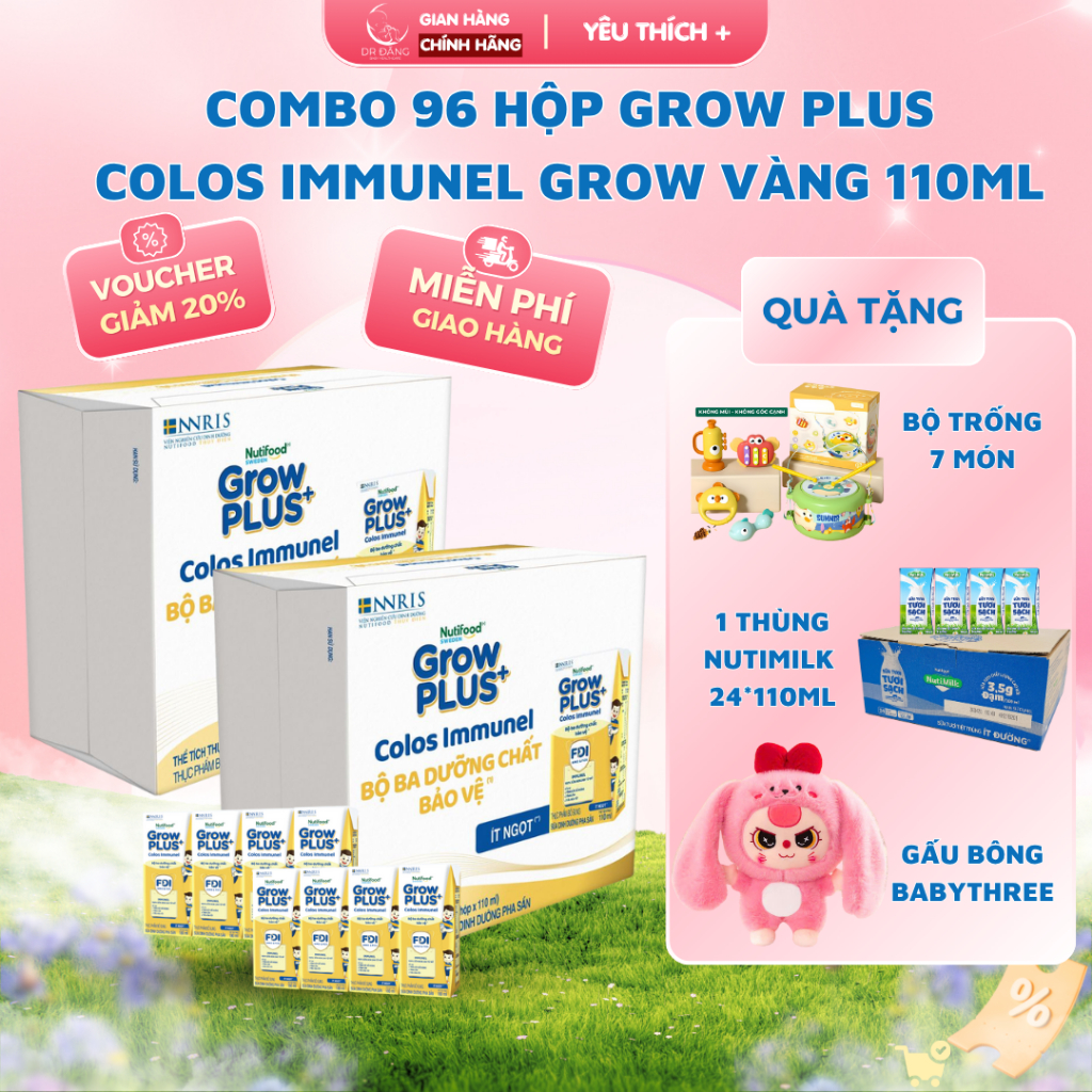 [Bác sĩ Đăng] Combo 96 hộp Growplus Colos Immunel (Grow vàng) 110ml ...