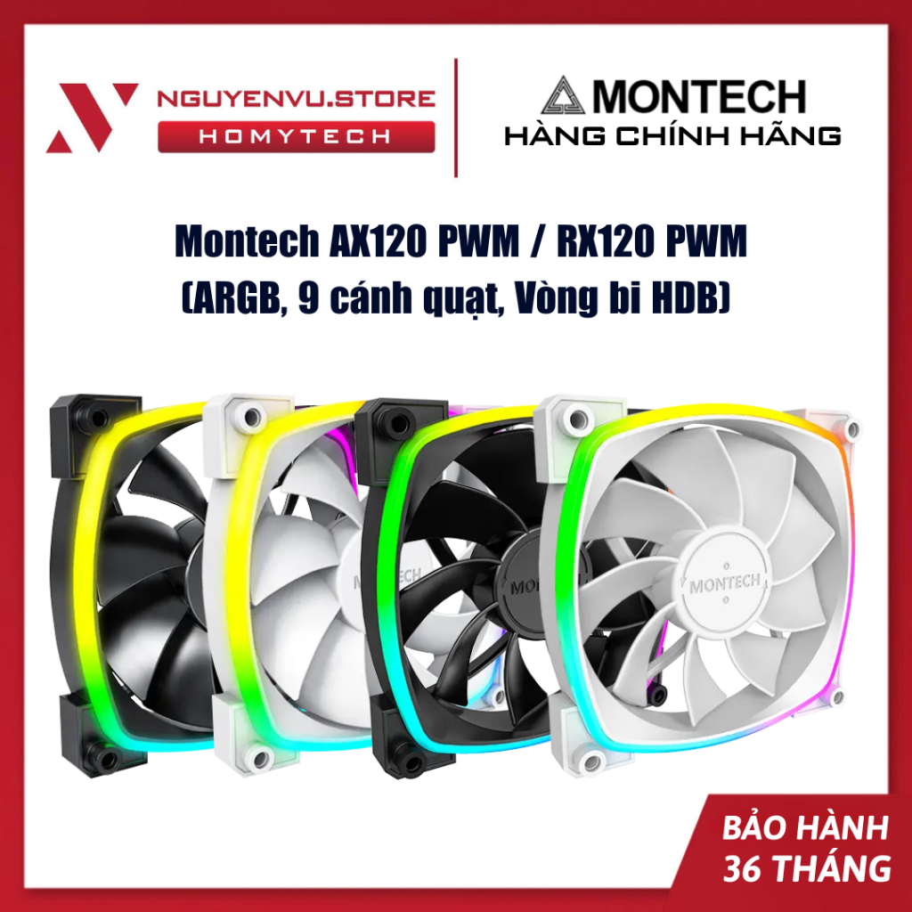 [FULL VAT] Quạt tản nhiệt Montech AX120 PWM / RX120 PWM - 9 cánh quạt ...