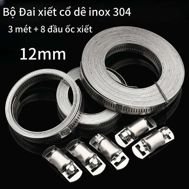 3m Đai Siết Inox Có Tay Vặn/Cổ Dê Inox/Đai Cổ Dê Đai Xiết Ống Inox 304 ...