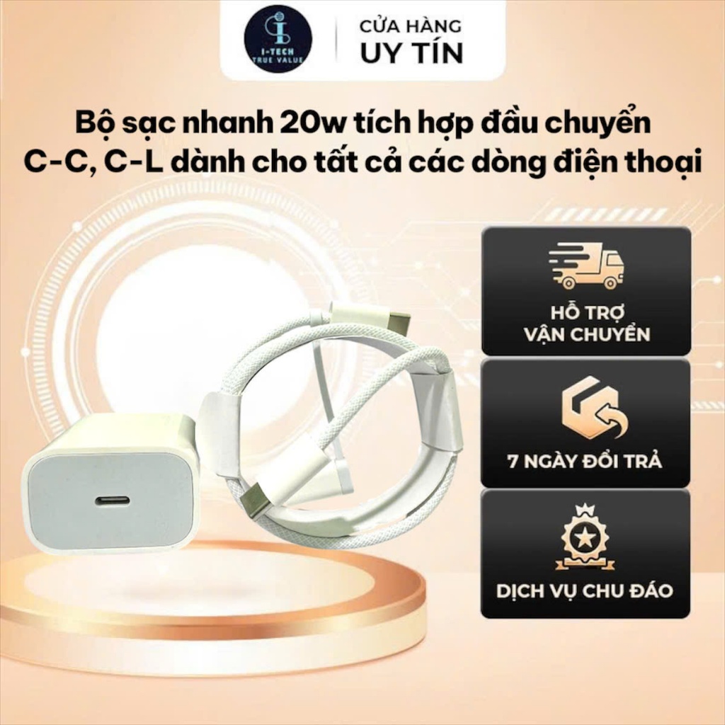 Bộ Sạc Nhanh 20W Type C Tích Hợp Đầu Chuyển Dành Cho 5 -14 Promax Type ...