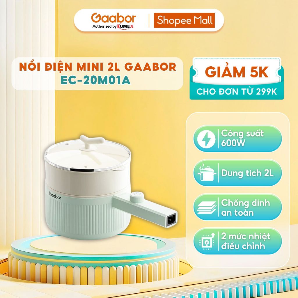 Nồi điện mini đa năng dung tích 1,5L GAABOR GR-N15A, EC-20M01A phủ lớp ...