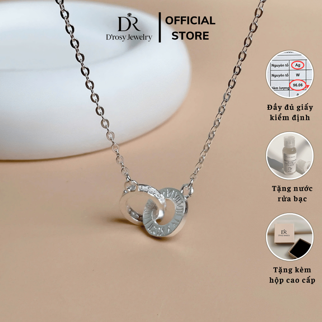 [TẶNG NƯỚC RỬA BẠC] Dây chuyền bạc nữ S925 D’ROSY kiểu dáng Sweet Love lấp lánh D'ROSY JEWELRY ...