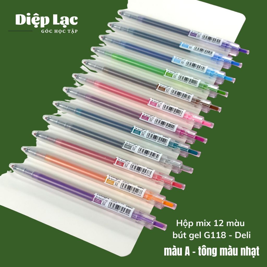 Bộ 12 màu/22 màu Bút gel nước NHIỀU MÀU G118 Deli 0.5mm trang trí nhanh ...