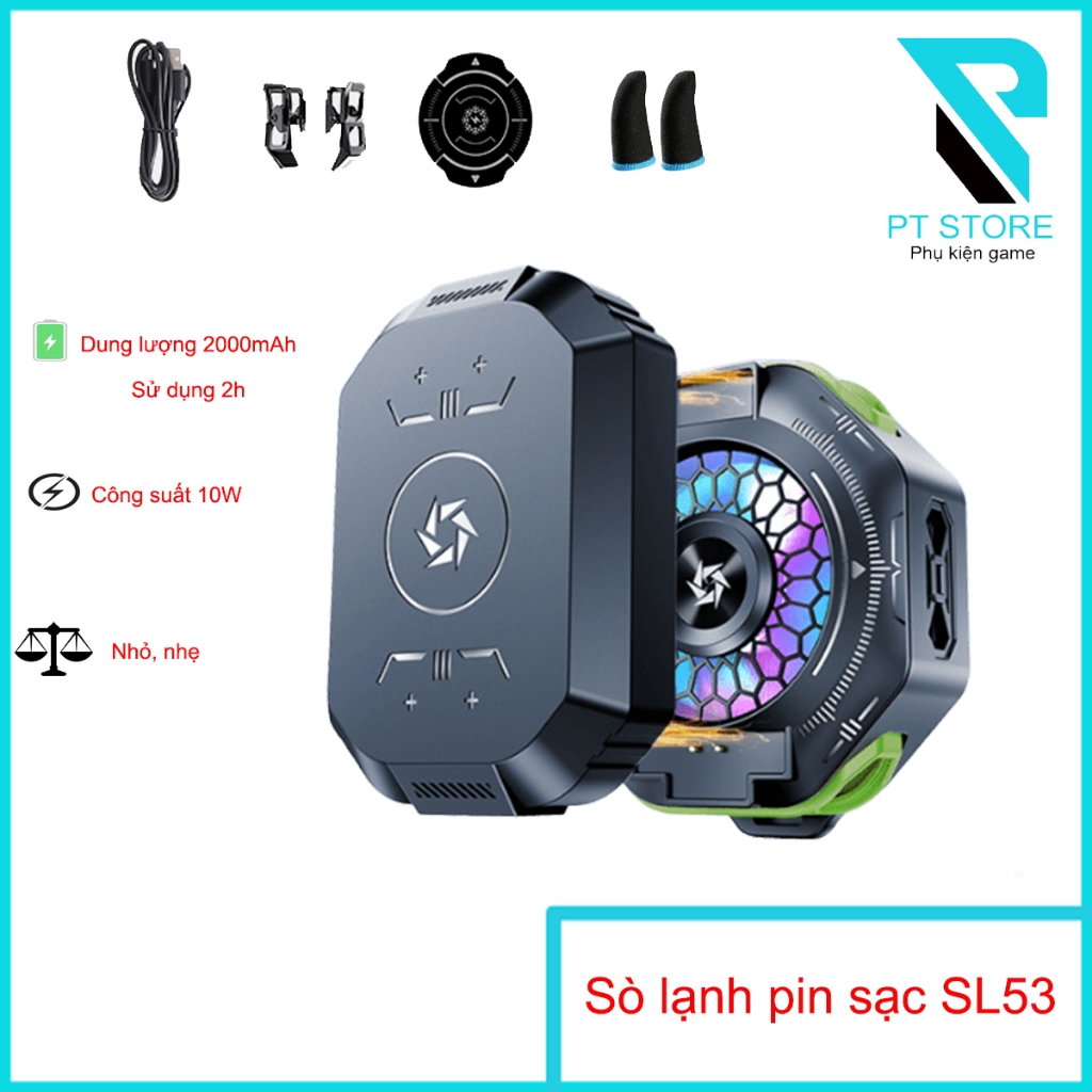 Quạt Sò Lạnh Pin Sạc SL53 - Dung lượng 2000Mah - Sử dụng 2 tiếng - Công ...
