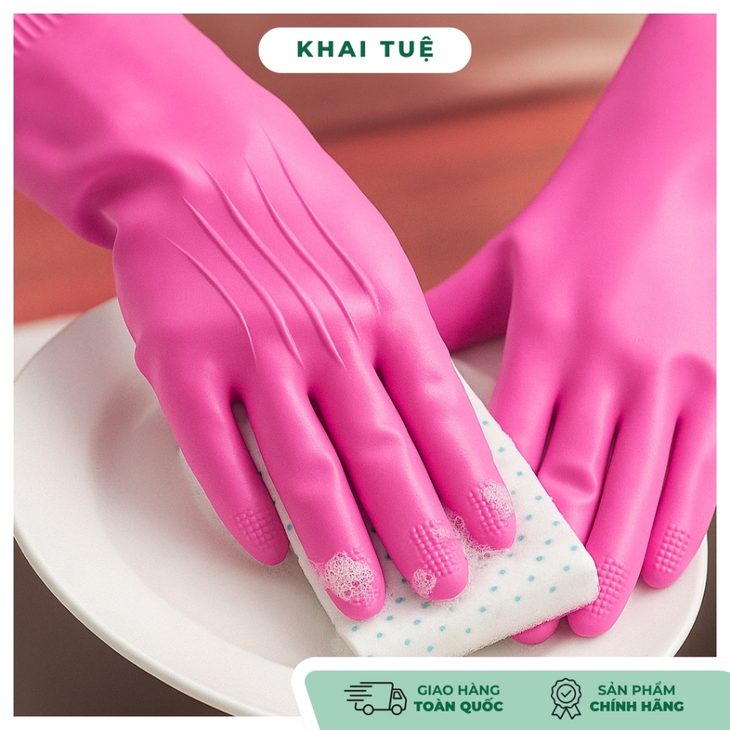 Găng tay Hồng CAO SU ĐỦ SIZE MS M L (35CM 37CM 39CM) bao tay cao su ...