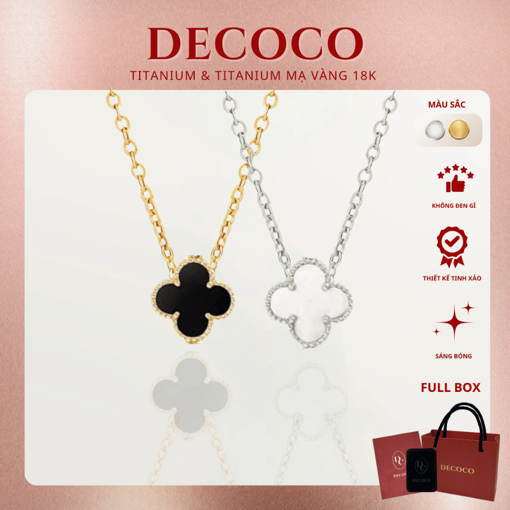 Dây chuyền nữ DECOCO Lucky Clover cỏ 4 lá may mắn titan không han gỉ ...