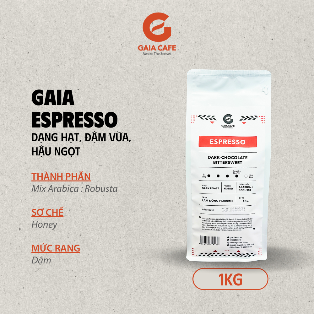 [1KG] Cà phê hạt GAIA ESPRESSO | Cafe Robusta & Arabica | Đậm đắng ...