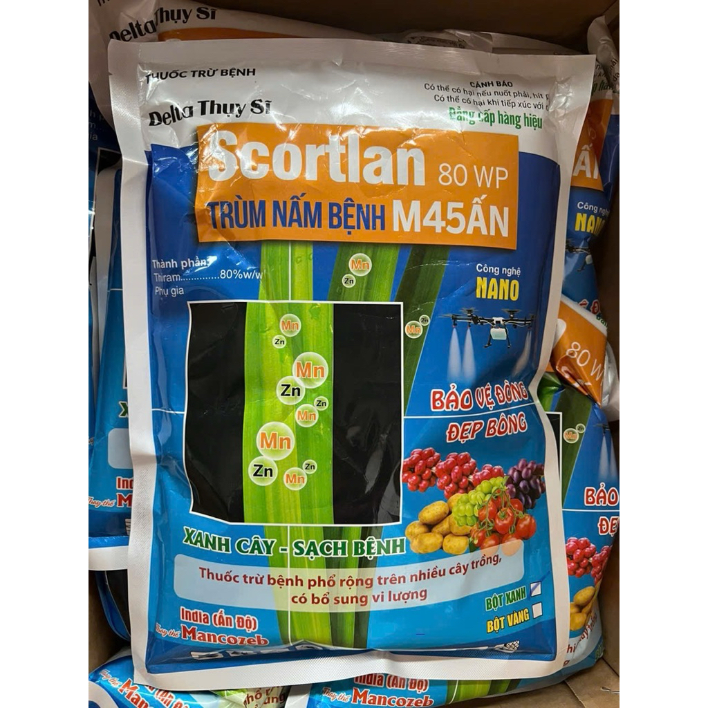 SCORTLAN 80WP TRÙM NẤM BÊNH M45ẤN ( bột xanh gói 1kg) giúp trừ bênh cây ...
