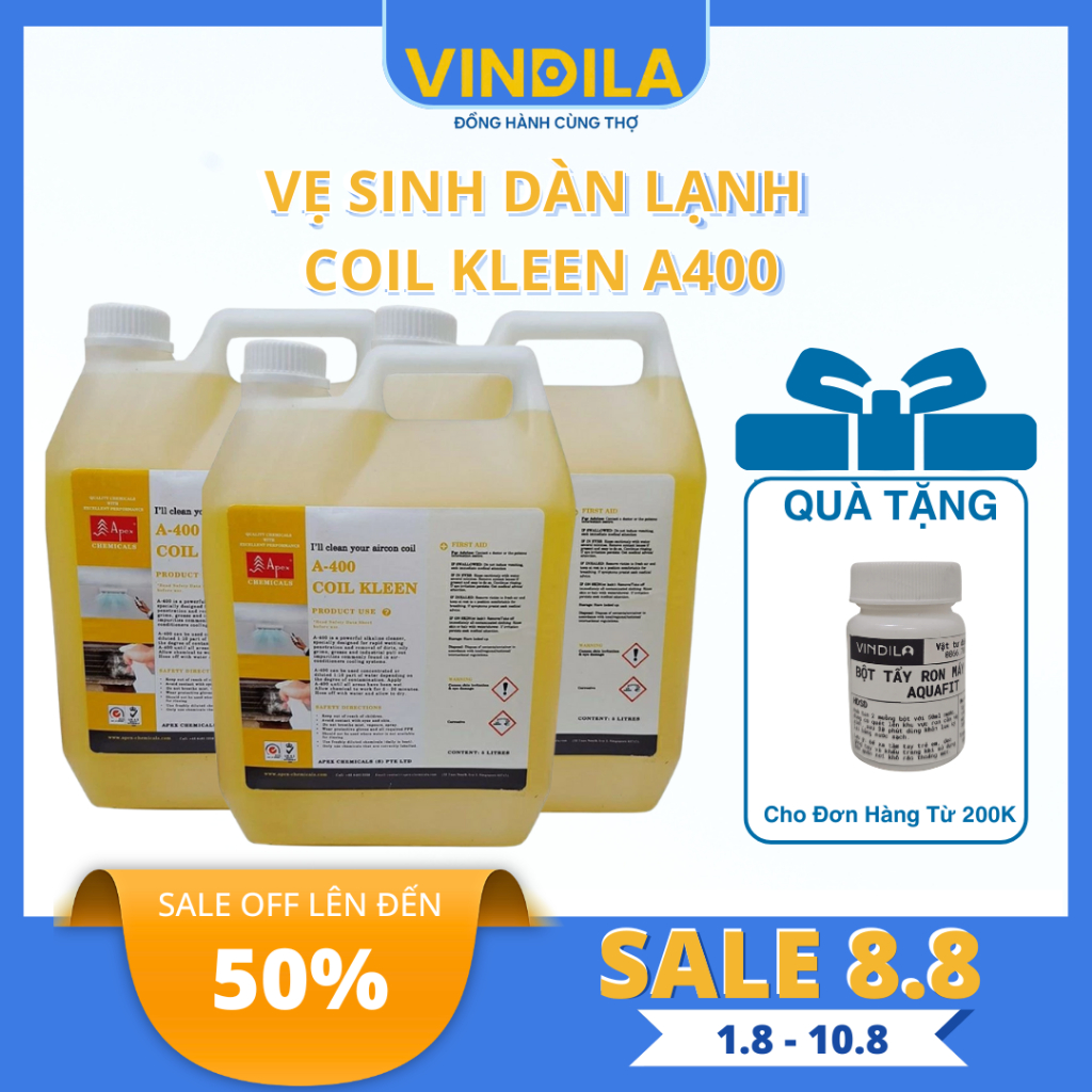 Nước tẩy đa năng Apex A400 COIL KLEEN 1 can 5 lít | Shopee Việt Nam