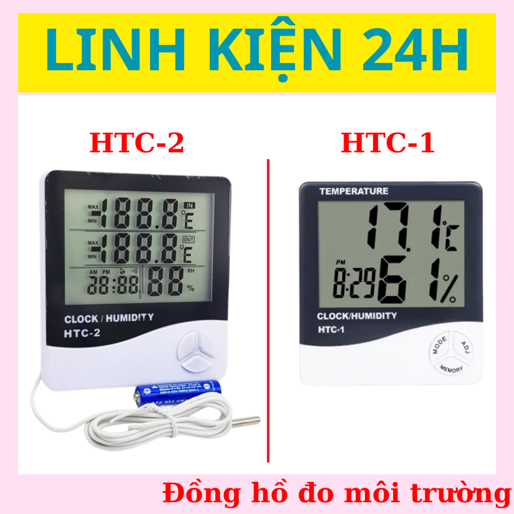 Đồng hồ đo nhiệt độ và độ ẩm HTC-1 / HTC-2 - Nhiệt kế - Ẩm kế - Đo nhiệt độ môi trường | Shopee ...