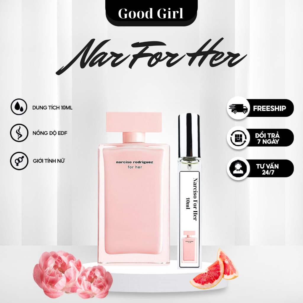 Nước hoa nữ chính hãng Nar hồng for her, nước hoa chiết 10ml phong cách ...
