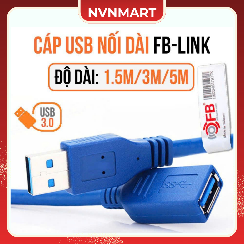 Cáp USB nối dài 1.5M/ 3M/ 5M chống nhiễu - Cổng USB 2.0 - Màu đen ...