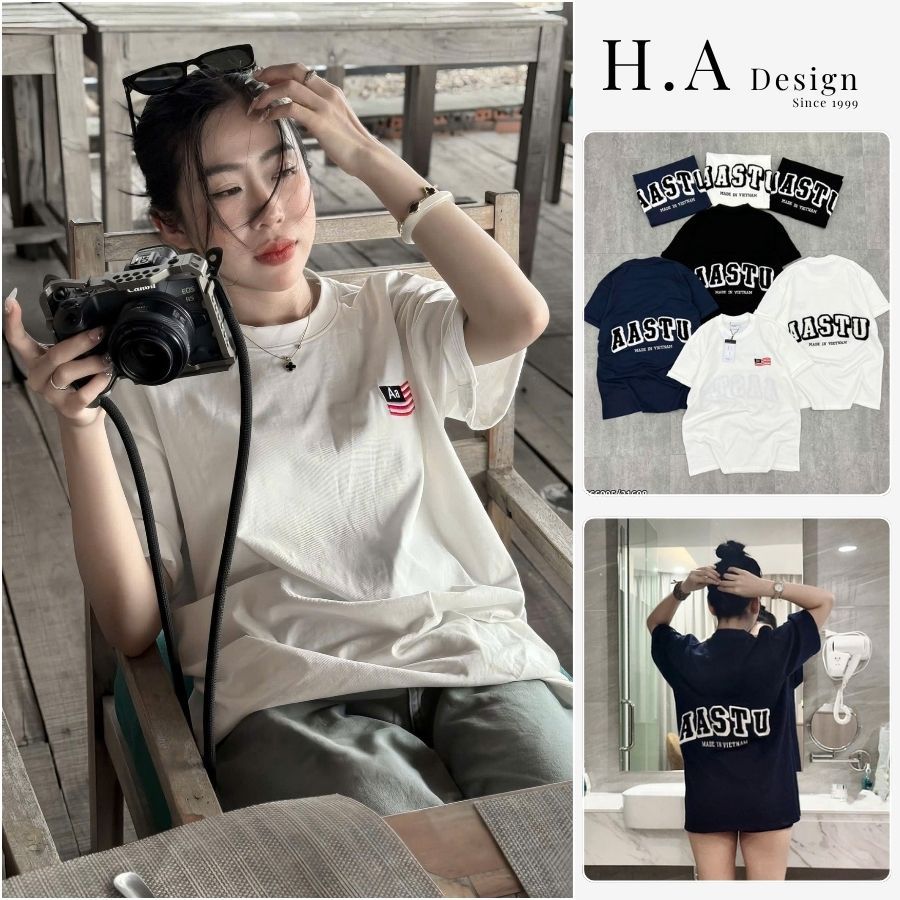 Áo Phông AASTU Phối Cờ Mỹ Ngồi Sao Kẻ Đỏ Trắng Siêu Xinh Chất Cotton ...