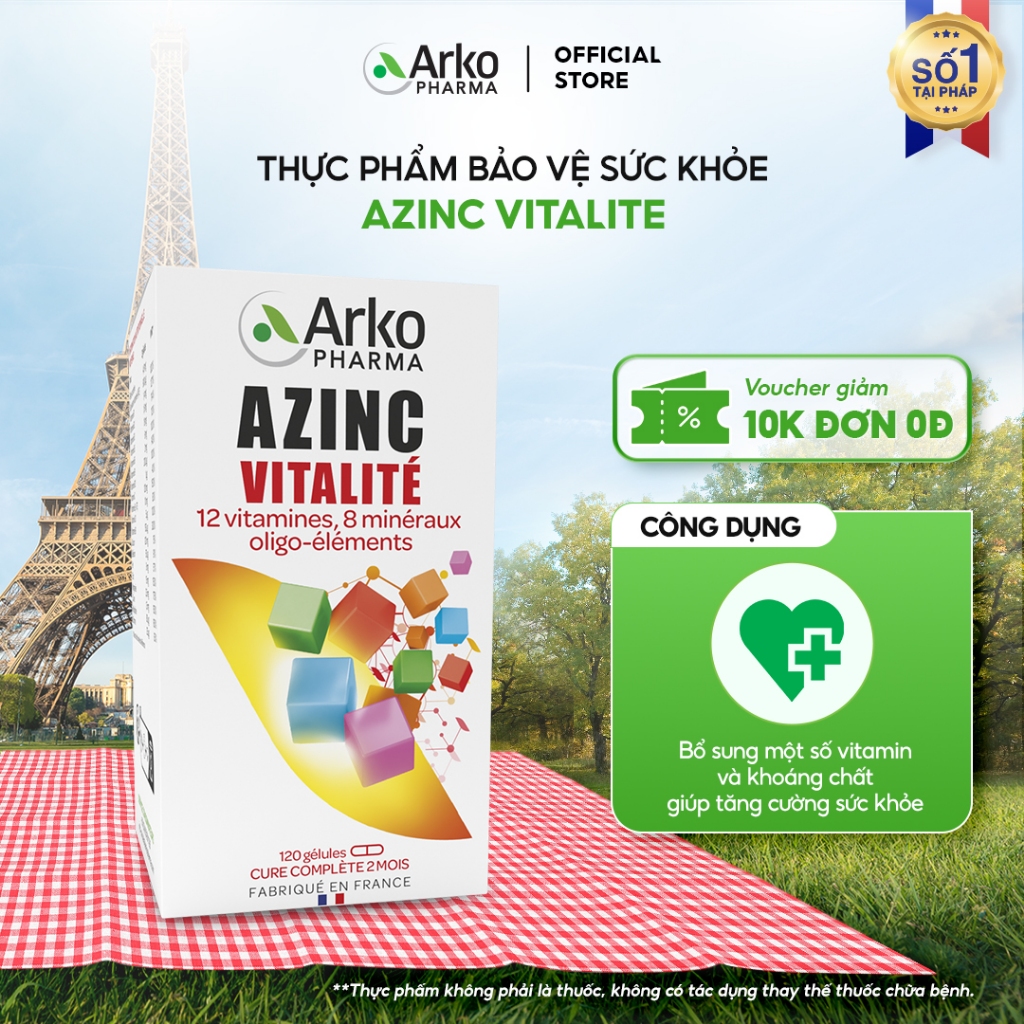Thực phẩm bảo vệ sức khỏe ARKOPHARMA AZINC VITALITE-Bổ sung vitamin ...