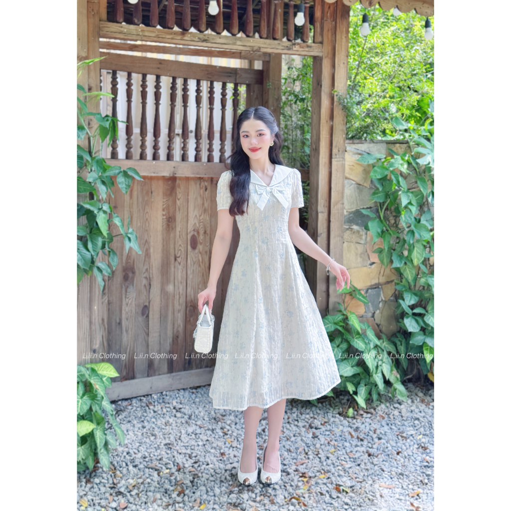 Váy Cổ Tim Phối Nơ Ngực - Liin Clothing - VXD045PRI-S25 | Shopee Việt Nam