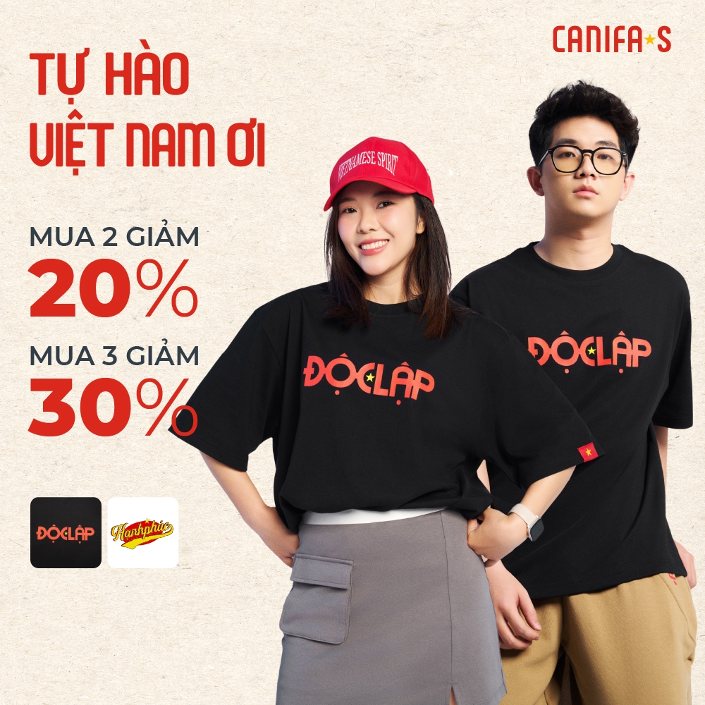 Áo phông unisex người lớn CANIFA áo thun Việt Nam Độc Lập cờ đỏ sao ...