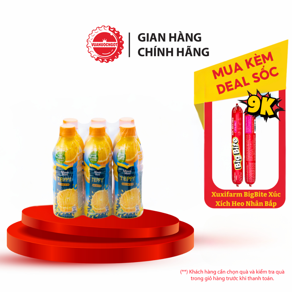 Lốc 6 chai Thực phẩm bổ sung Minute Maid Teppy Nước cam có tép 1L/Chai ...