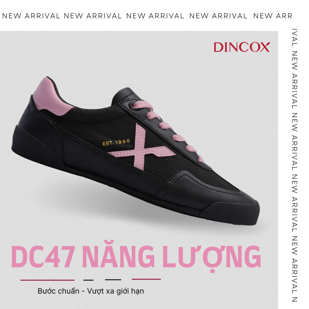 Giày Sneaker Nữ Dincox DC47 BLACK/ PINK Micro Suede Kết Hợp Canvas ...