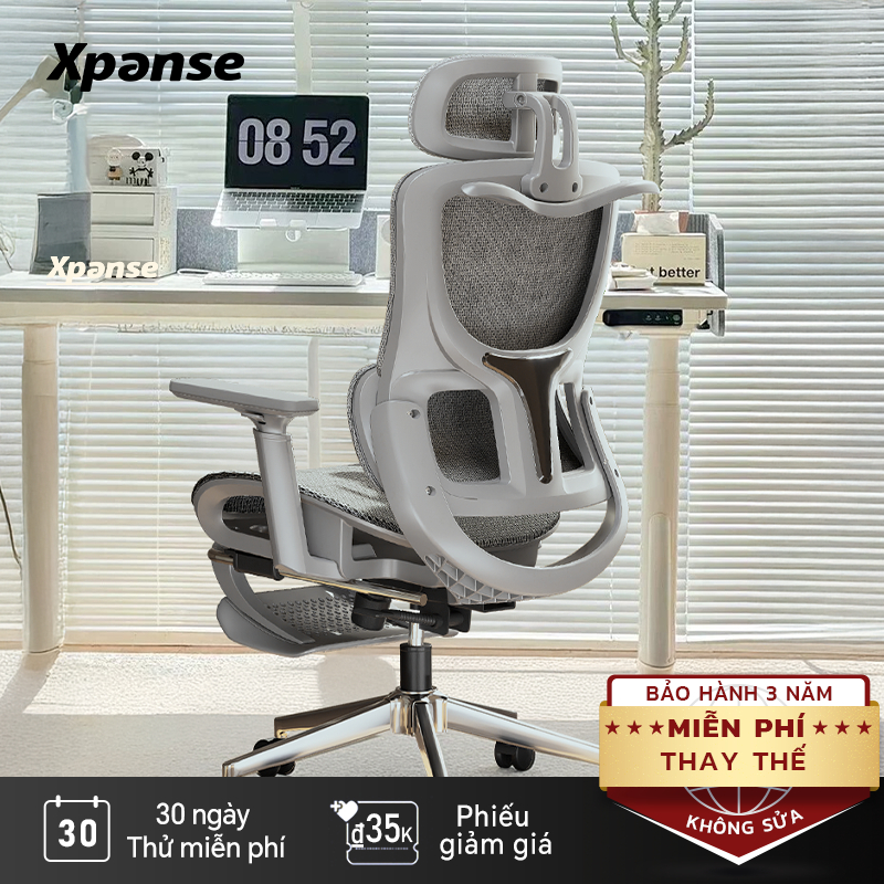 Xpanse Ghế công thái học 155° tựa lưng, hỗ trợ thắt lưng α, lưới thoáng khí, đệm dày nâng cấp ...