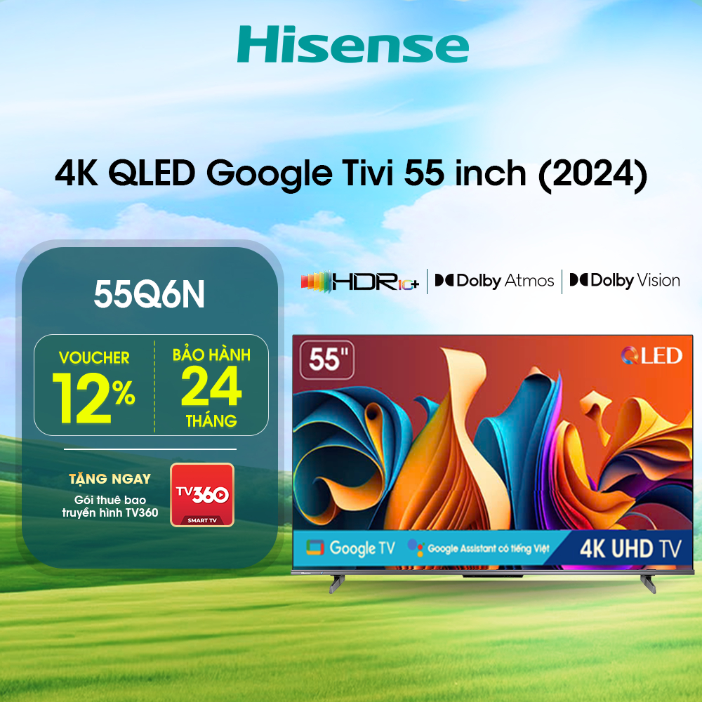 Google Tivi Hisense QLED 4K UHD 55 inch 55Q6N, Lắp Đặt Toàn Quốc | Shopee Việt Nam