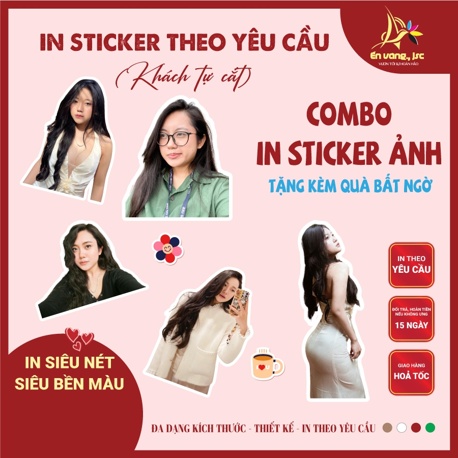 [COMBO 20 Sticker] In sticker theo yêu cầu, In ảnh, Decal dán tách nền ...