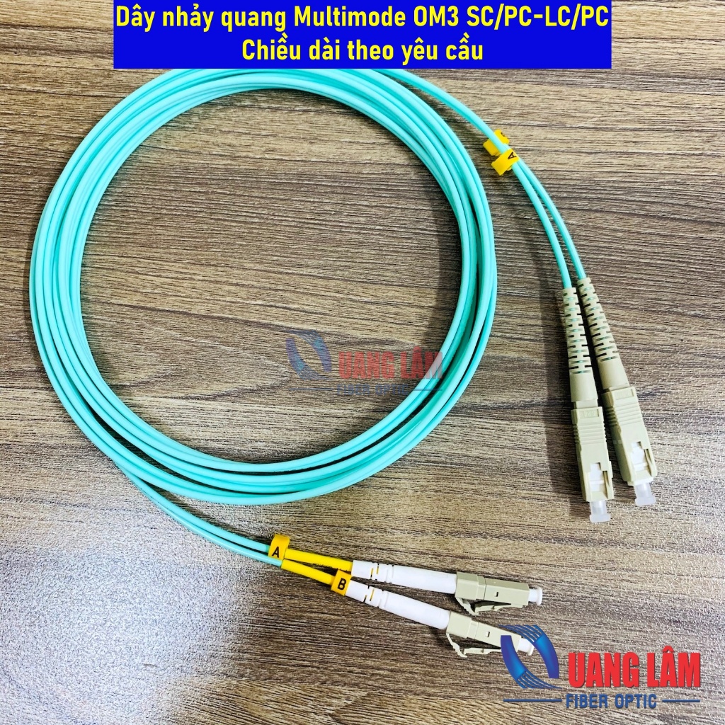 Dây nhảy quang Multimode OM3 SC/PC-LC/PC phi 2.0mm, Duplex - Chiều dài ...