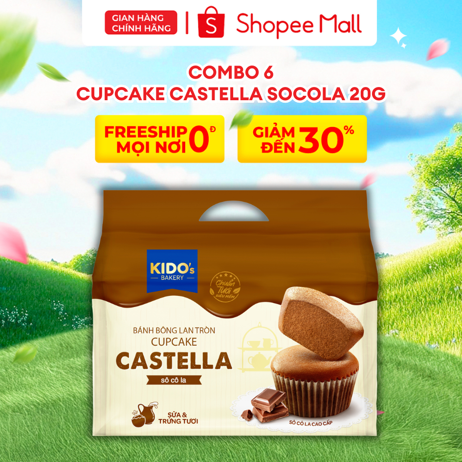 Combo 6 Bánh Cupcake Castella Socola 20G | Shopee Việt Nam