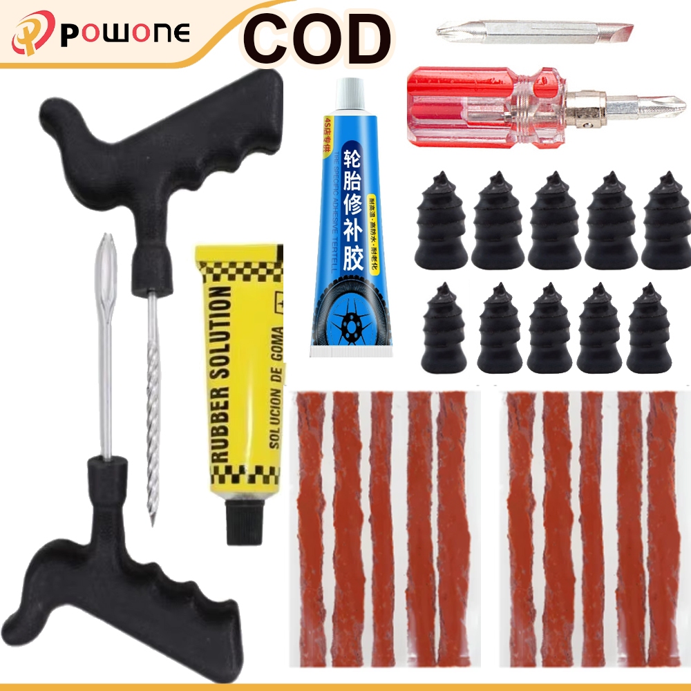 POWONE 8Pcs Công cụ sửa chữa lốp xe Bộ sửa chữa lốp cao su không có lốp ...