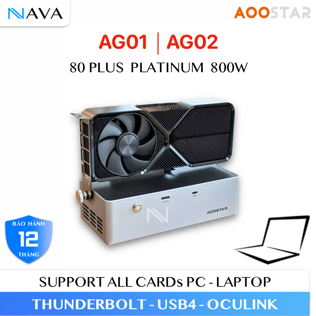 eGPU AooStar AG01/AG02 v2 Platinum 800W 80Plus Thunderbolt3/4 USB4 ...