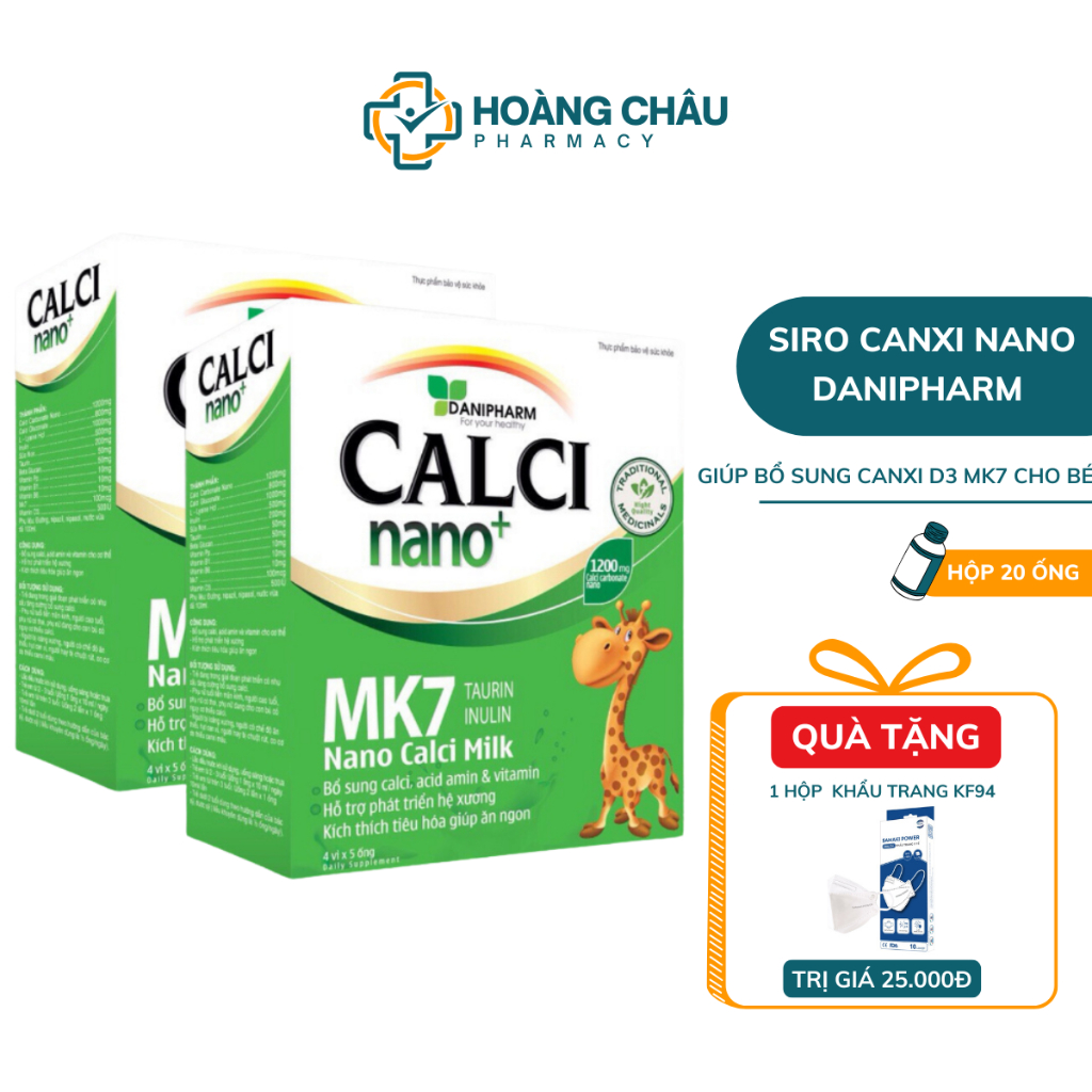 Canxi Nano DANIPHARM – Bổ Sung Canxi D3 MK7 Cho Bé, Giúp Tăng Chiều Cao, Ăn Ngủ Tốt, Hộp 20 Ống ...
