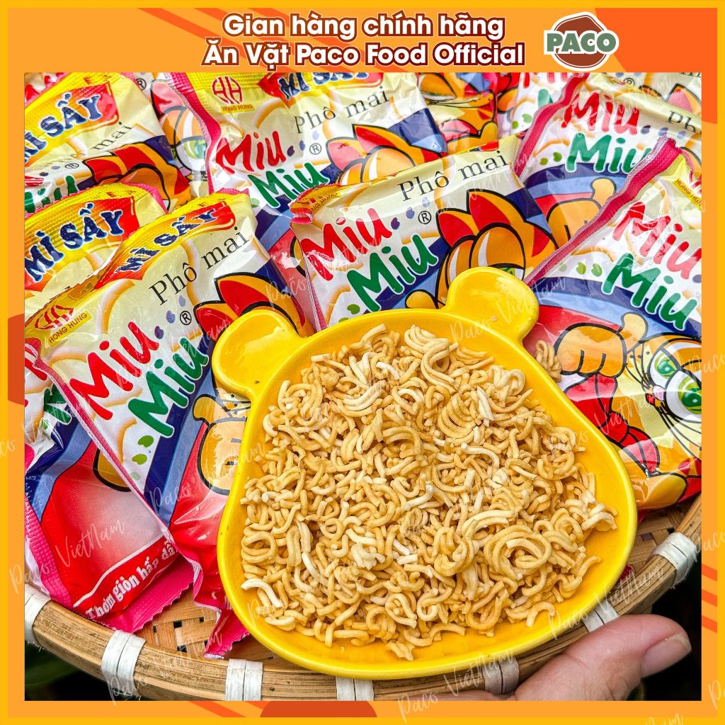 Mì sấy trẻ em Miu Miu vị phô mai thơm ngon ăn vặt tuổi thơ thời 8x 9x ...