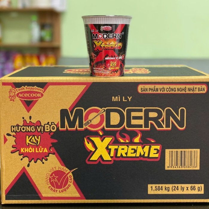 ( Thùng 24 ly ) Mì Modern Xtreme Vị Bò Kay Khói Lửa 66g | Shopee Việt Nam