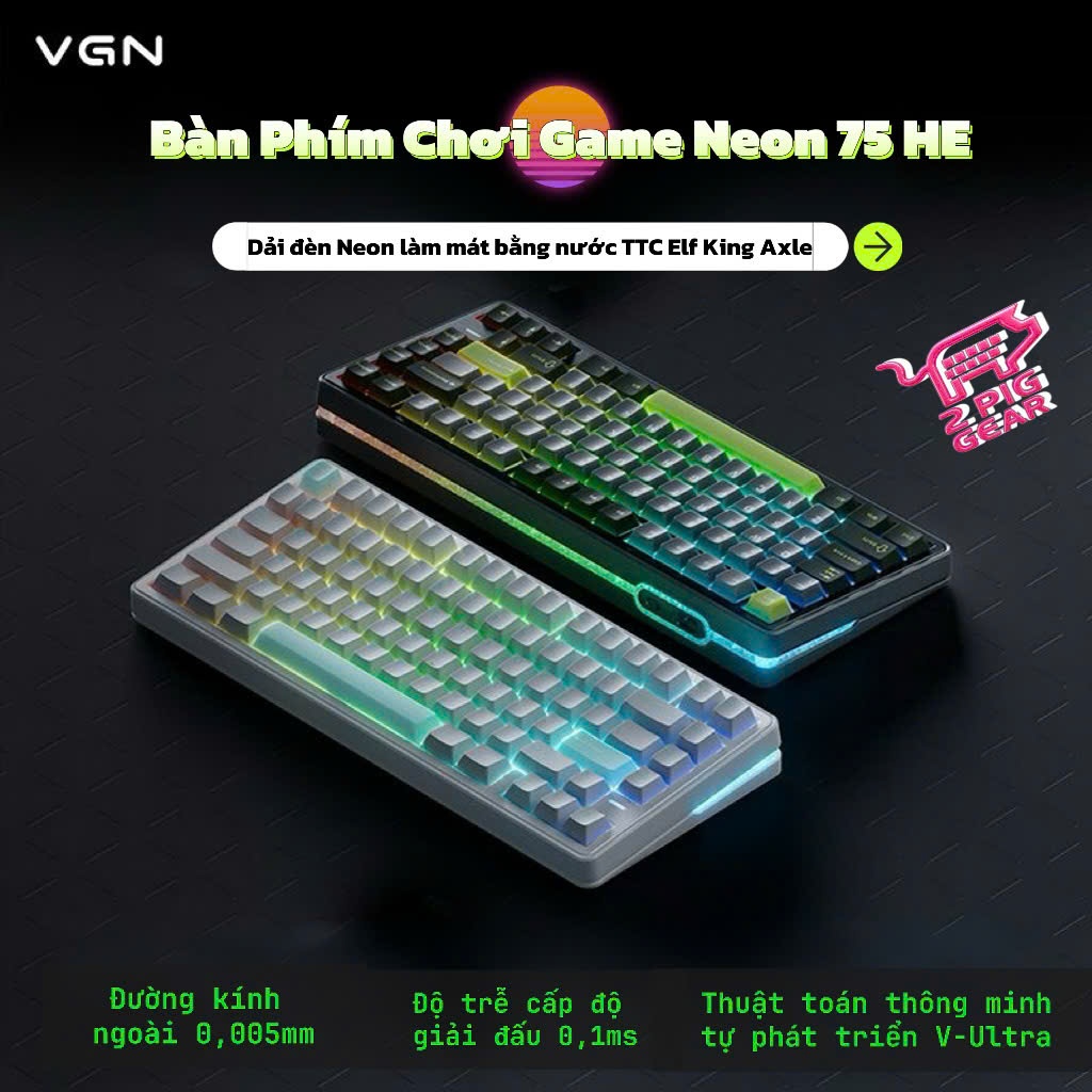 BÀN PHÍM CƠ GAMING VGN NEON 75 HE/ HE+ / ULTRA | RAPID TRIGGER | 3 MODE KẾT NỐI | MAGLEV SWITCH ...
