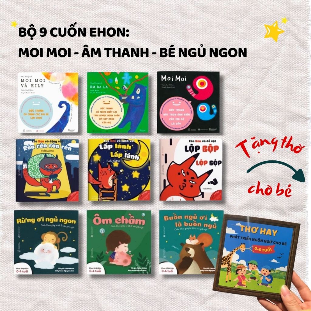 Sách Ehon - Combo 9 cuốn Moi moi Âm thanh Buồn ngủ - Cho bé 0-2 tuổi ...