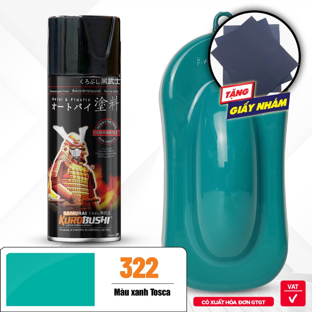 Sơn xịt SAMURAI Kurobushi - Màu XANH TOSCA 322 (400ml) chuyên dùng cho ...
