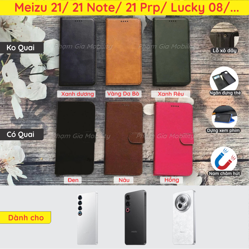 Bao da Meizu Lucky 08/ 21/ 21 Note/ 21 Pro/ 20/ 20 Classic chất da mịn ...