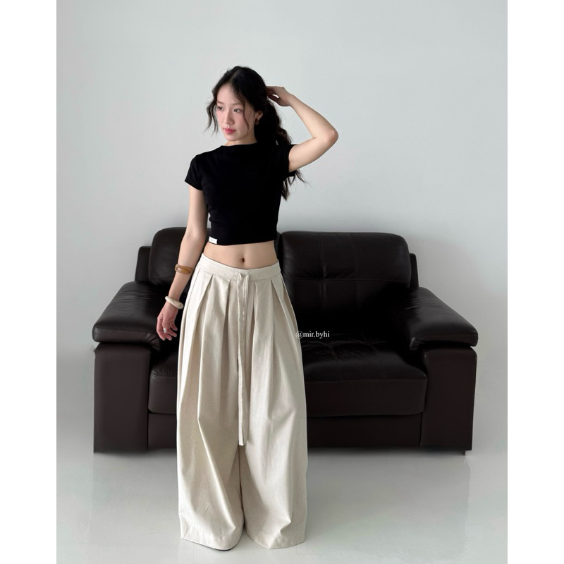 𝐓𝐇𝐔.𝐍𝐆 𝐓𝐇𝐈𝐍𝐇 𝐏𝐚𝐧𝐭𝐬 | mir.byhi | Quần dài rộng thùng thình linen đáy thụng | Shopee Việt Nam