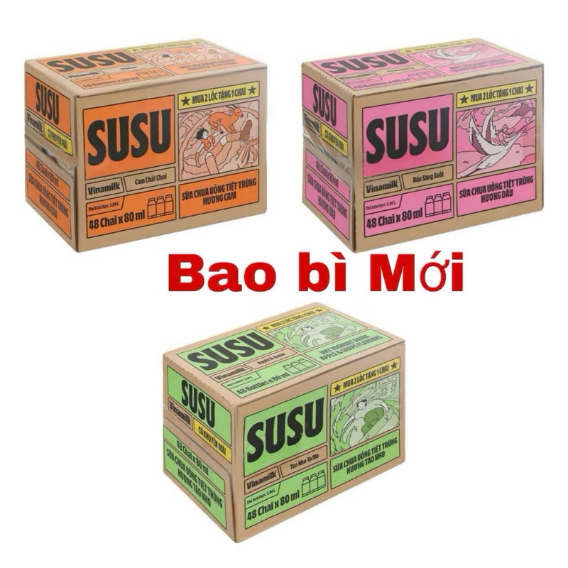 Thùng Sữa chua uống Susu 48chai x 80ml( đủ vị)date mới | Shopee Việt Nam