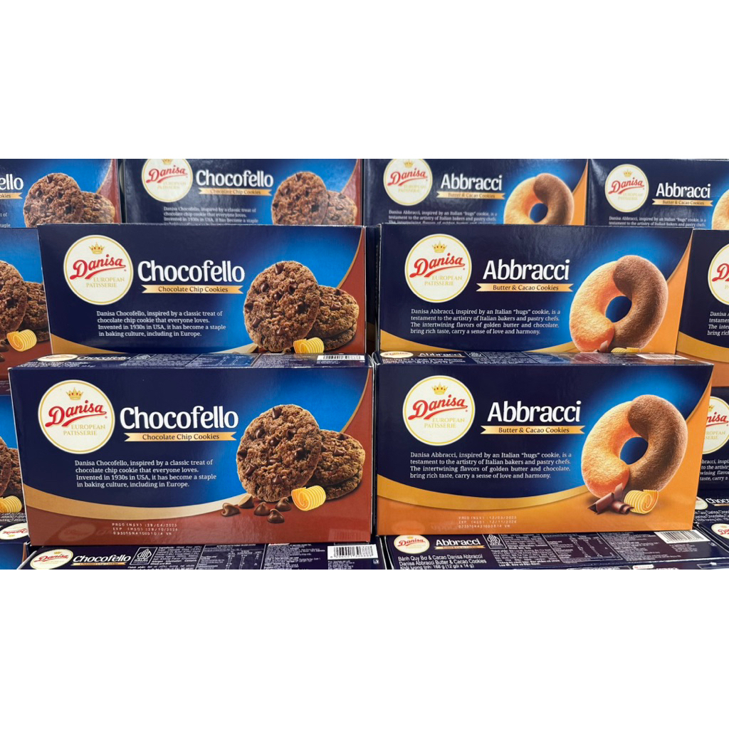 Bánh Quy Danisa Abbracci Vị Bơ Và Cacao Hộp 168G, Chocofello Vị Socola ...