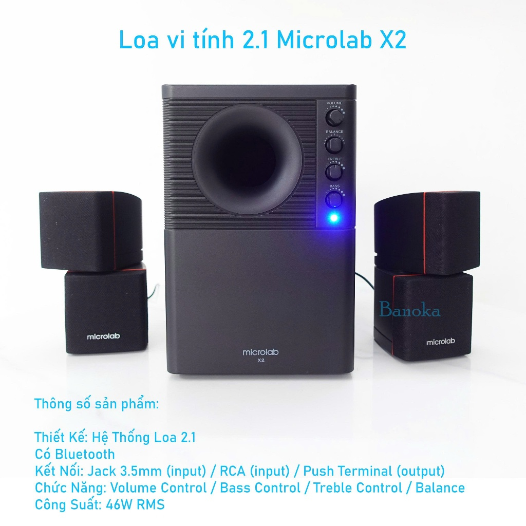 Loa Vi Tính 2.1 Microlab X2BT – Kết Nối Bluetooth, RCA, 3.5mm – Bass ...