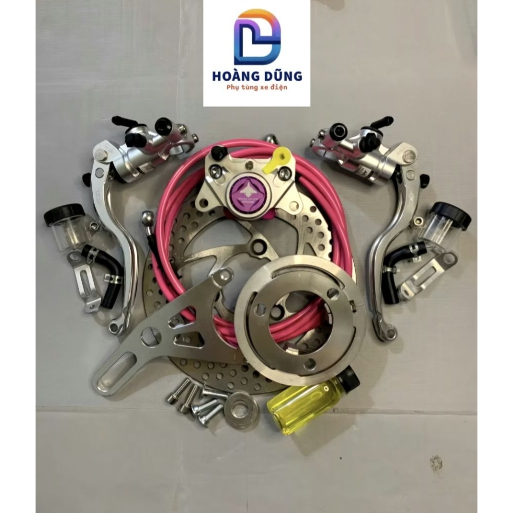 [tặng dầu] combo phanh đĩa sau heo CNC Cá Mập Folamdo gắn xe điện kèm tay phanh agl hàng chuẩn ...